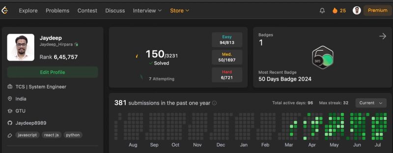Jaydeep Hirpara on LinkedIn: #leetcode #coding #achievement # ... Jaydeep Hirpara on LinkedIn: #leetcode #coding #achievement # ...