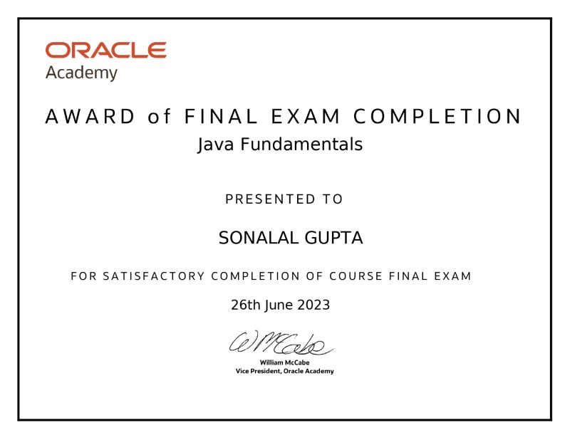 Sonalal Gupta on LinkedIn: #oracleacademy #javaprogramming Sonalal Gupta on LinkedIn: #oracleacademy #javaprogramming