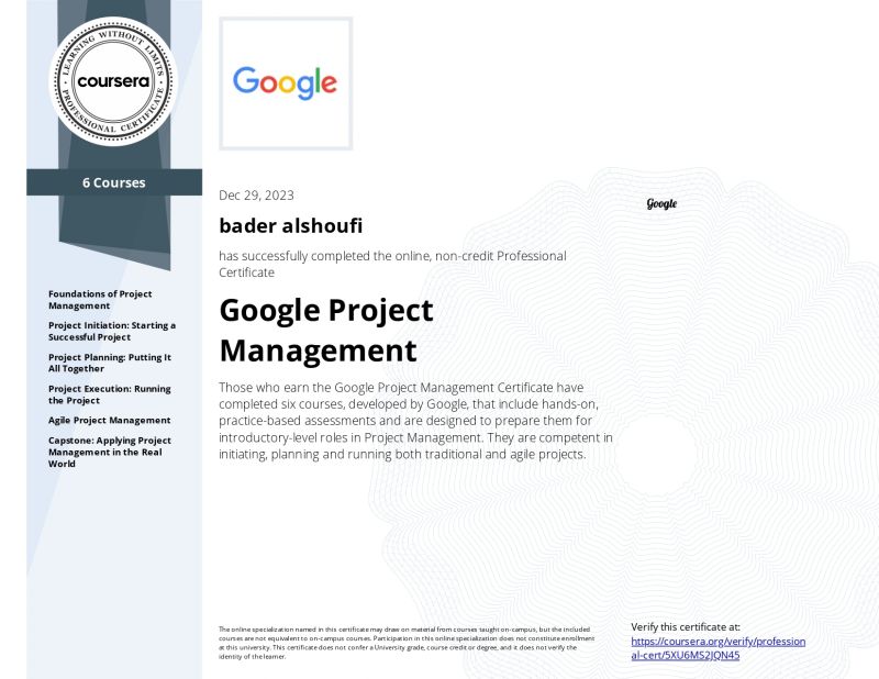 Bader Alshoufi on LinkedIn: #projectmanagement #courseracertification # ... Bader Alshoufi on LinkedIn: #projectmanagement #courseracertification # ...