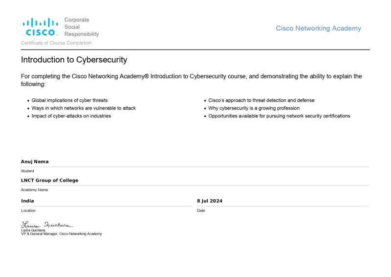 ANUJ NEMA on LinkedIn: #cisco #internship #certificate ANUJ NEMA on LinkedIn: #cisco #internship #certificate