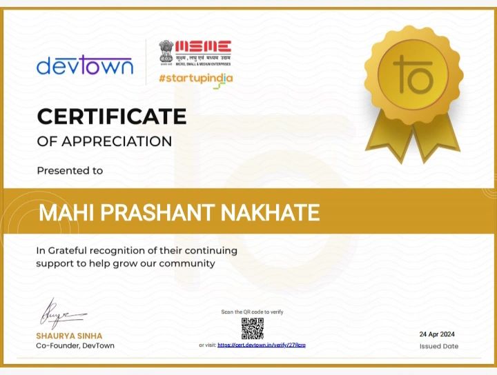Mahi Nakhate on LinkedIn: #devtown #learning Mahi Nakhate on LinkedIn: #devtown #learning