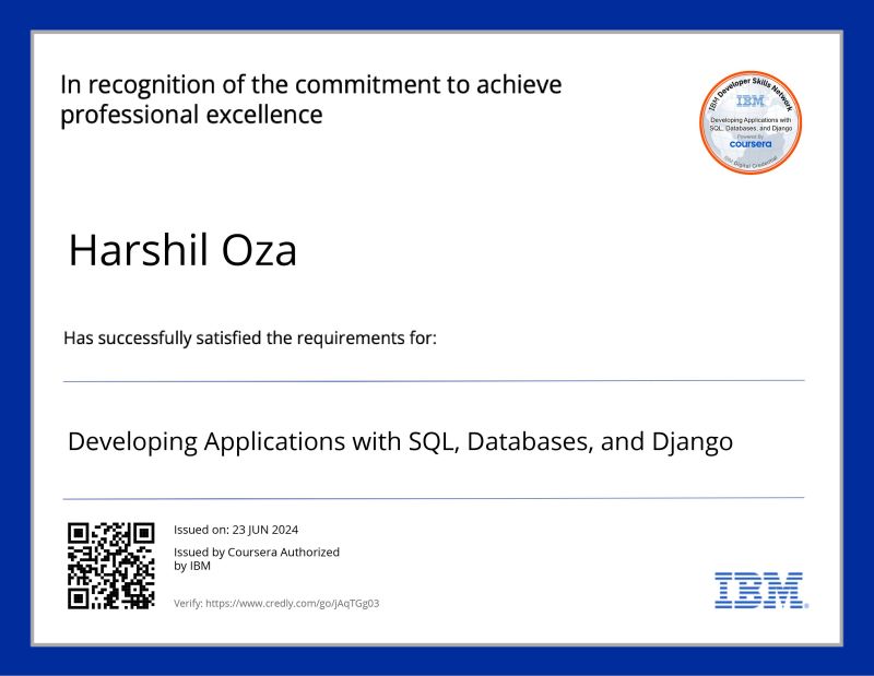 Harshil Oza on LinkedIn: #certification #ibm #coursera #sql #databases ... Harshil Oza on LinkedIn: #certification #ibm #coursera #sql #databases ...