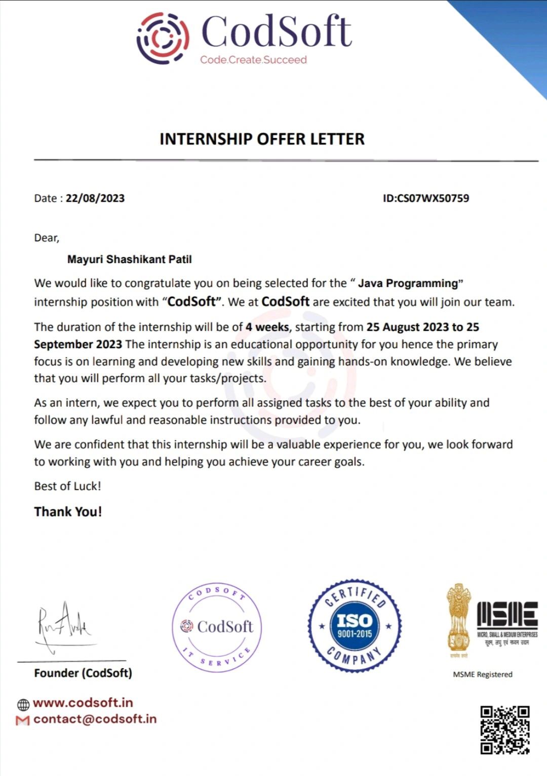 mayuri patil on LinkedIn: #codsoft #codsoft #codsoft #intern # ... mayuri patil on LinkedIn: #codsoft #codsoft #codsoft #intern # ...