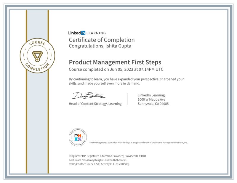 Ishita Gupta on LinkedIn: Certificate of Completion Ishita Gupta on LinkedIn: Certificate of Completion