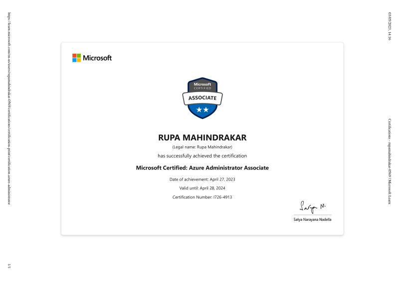Rupa Mahindrakar on LinkedIn: View my verified achievement from Microsoft. Rupa Mahindrakar on LinkedIn: View my verified achievement from Microsoft.