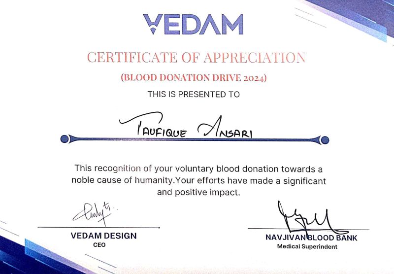 Taufique Ansari on LinkedIn: VEDAM, in partnership with Navjivan Blood ... Taufique Ansari on LinkedIn: VEDAM, in partnership with Navjivan Blood ...