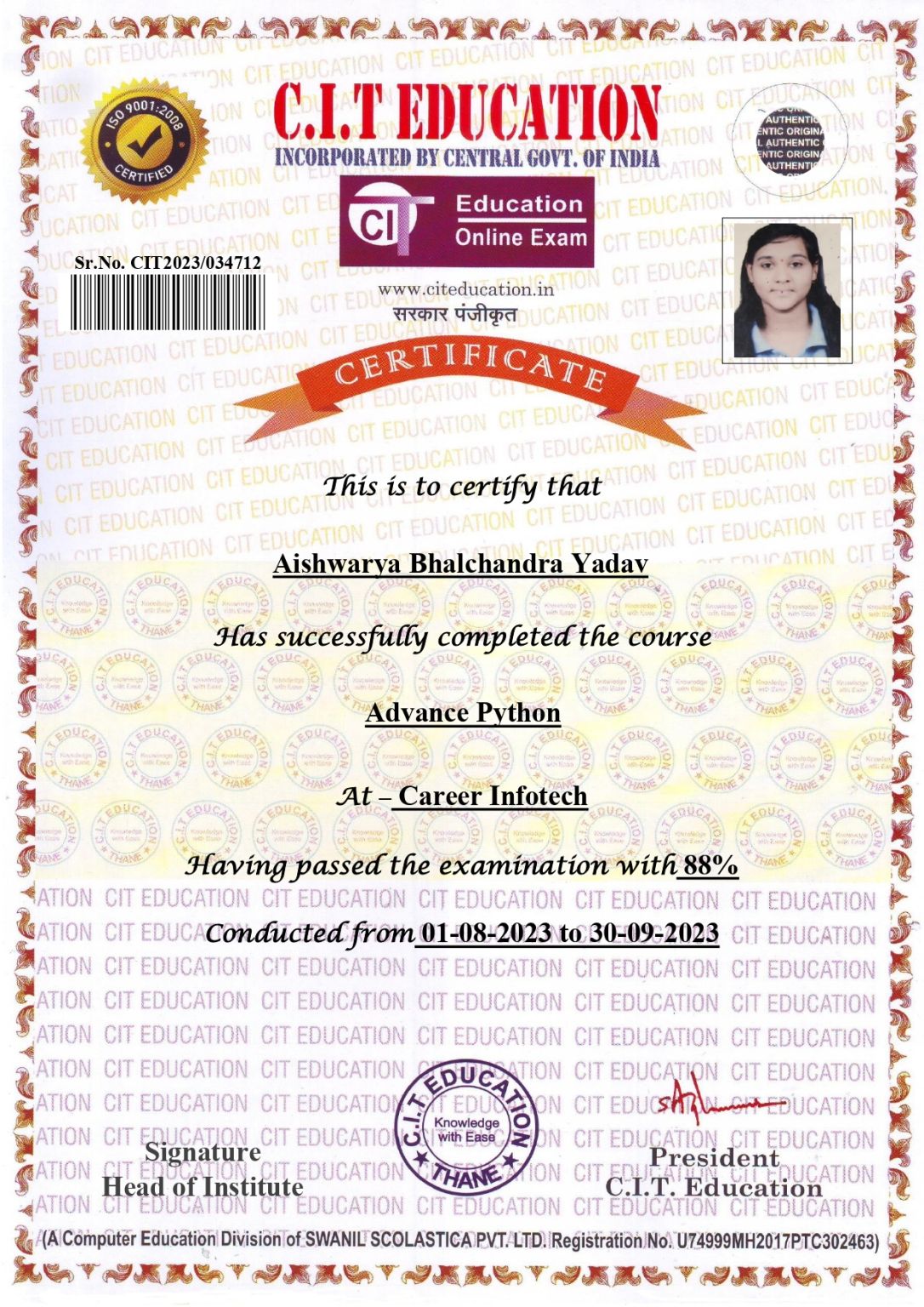 Aishwarya Yadav on LinkedIn: #python #advancedpython #certification # ... Aishwarya Yadav on LinkedIn: #python #advancedpython #certification # ...