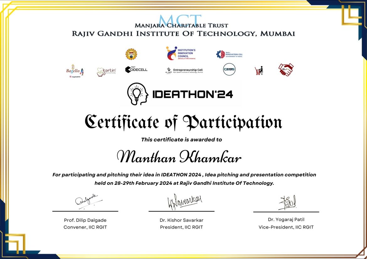 Manthan khamkar on LinkedIn: #ideathon #innovation #businesssolutions Manthan khamkar on LinkedIn: #ideathon #innovation #businesssolutions