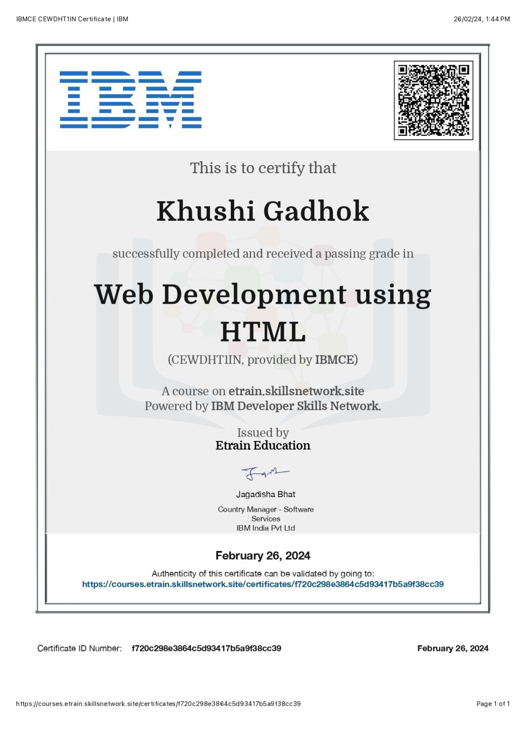 Khushi Gadhok on LinkedIn: #ibmcertification #webdevelopment #html # ... Khushi Gadhok on LinkedIn: #ibmcertification #webdevelopment #html # ...