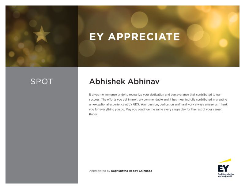 Abhishek Abhinav on LinkedIn: #spotaward Abhishek Abhinav on LinkedIn: #spotaward