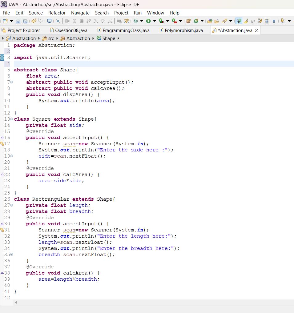 Shubham B. Kadolkar on LinkedIn: #oop #javaprogramming #areacalculation ... Shubham B. Kadolkar on LinkedIn: #oop #javaprogramming #areacalculation ...