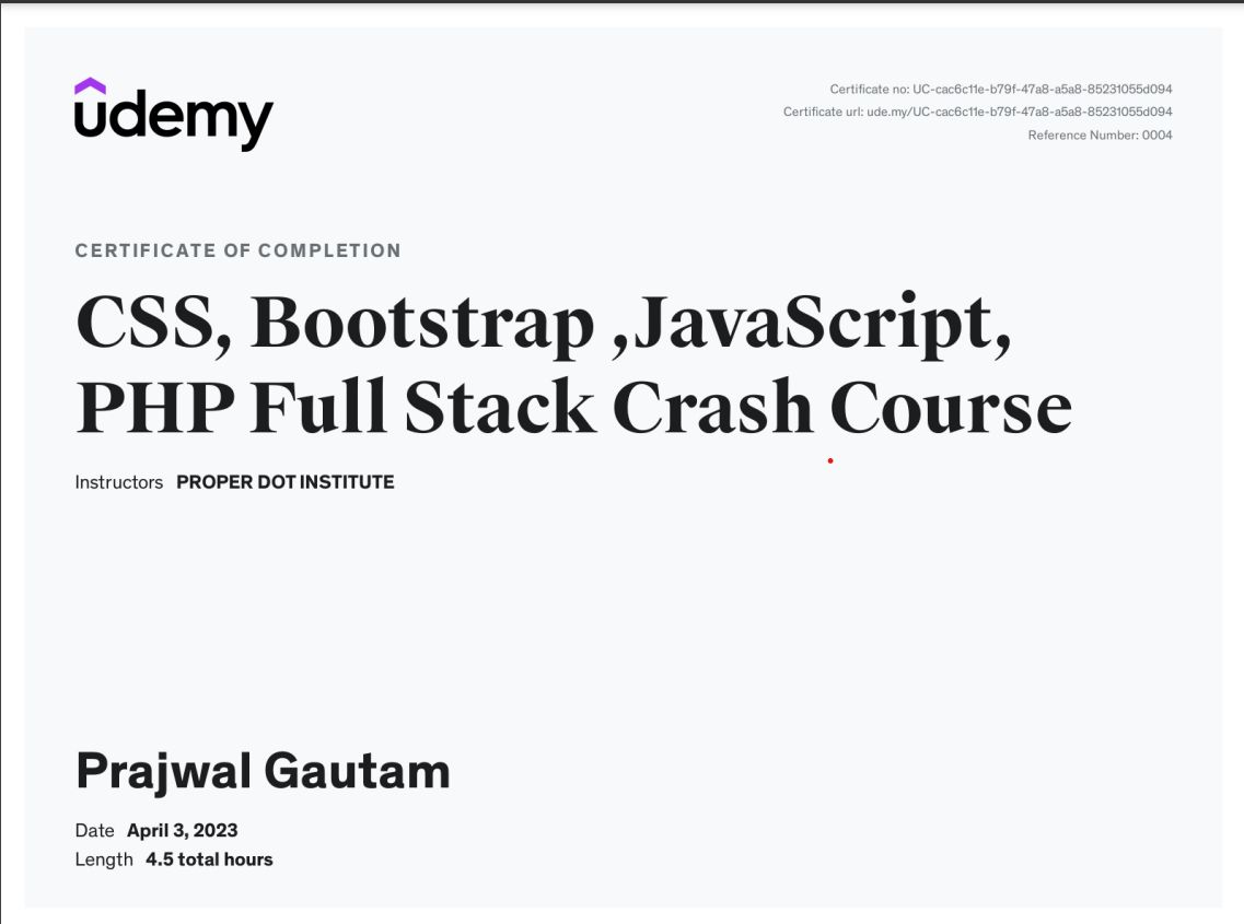 Prajwal Gautam on LinkedIn: I completed a CSS, Bootstrap , JavaScript ... Prajwal Gautam on LinkedIn: I completed a CSS, Bootstrap , JavaScript ...