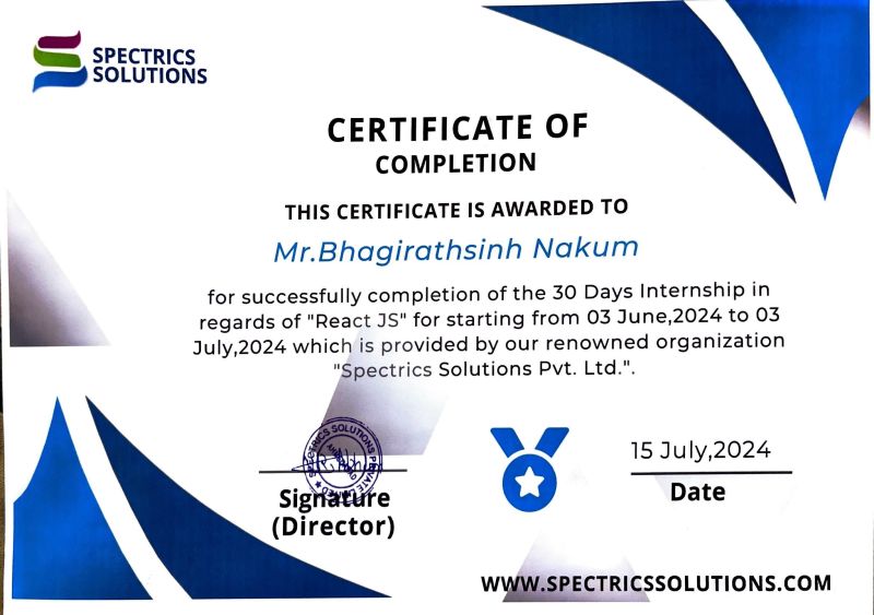 Bhagirathsinh Nakum on LinkedIn: I am excited 🥳to share that I've ... Bhagirathsinh Nakum on LinkedIn: I am excited 🥳to share that I've ...
