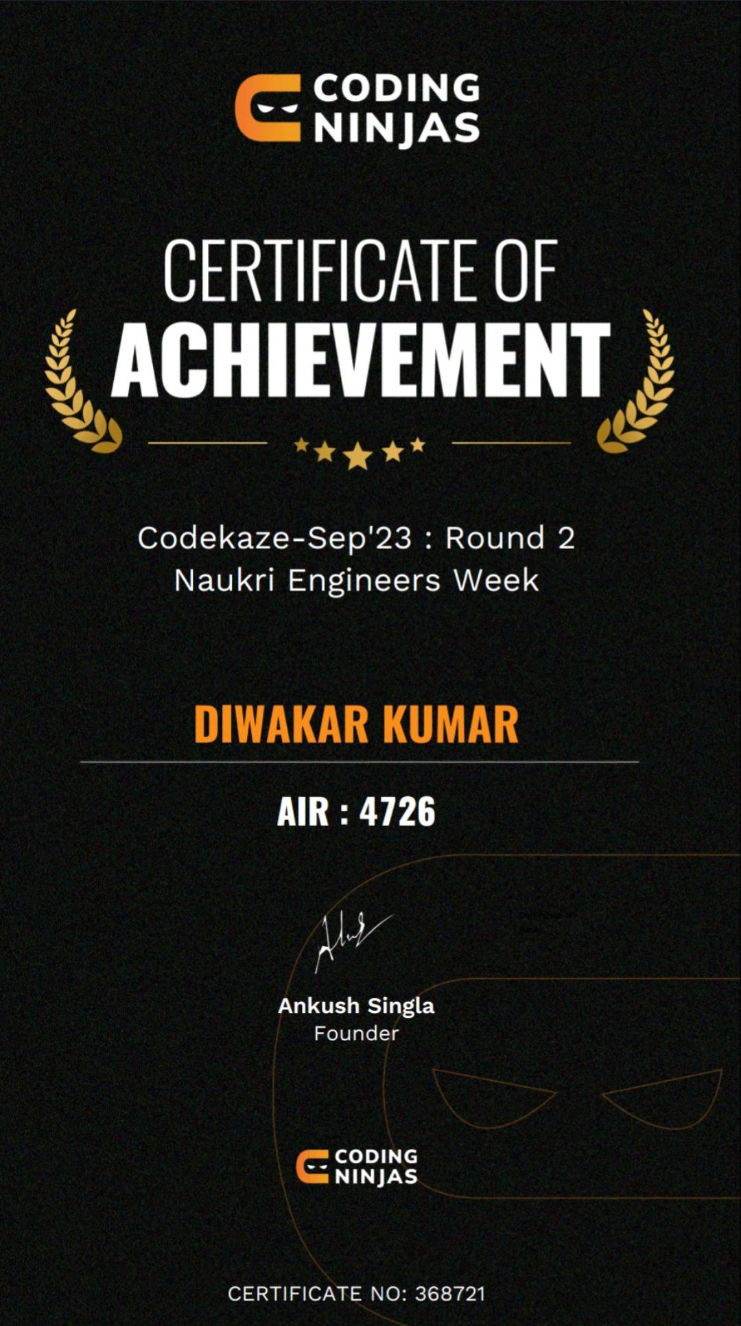 Diwakar Kumar on LinkedIn: #codingninjas #coding Diwakar Kumar on LinkedIn: #codingninjas #coding