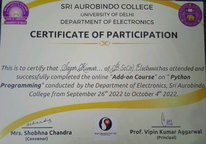 Sagar Kumar on LinkedIn: #python #pythonprogramming #universityofdelhi Sagar Kumar on LinkedIn: #python #pythonprogramming #universityofdelhi