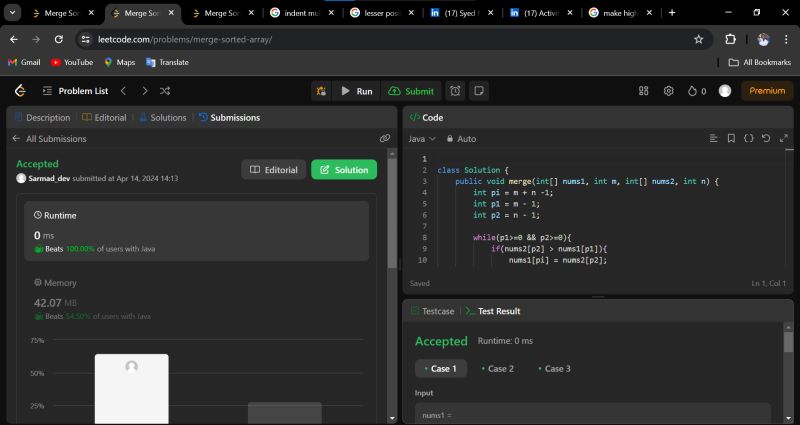 Leetcode problem: Merge Sorted Array | Syed Muhammad Sarmad posted on ... Leetcode problem: Merge Sorted Array | Syed Muhammad Sarmad posted on ...