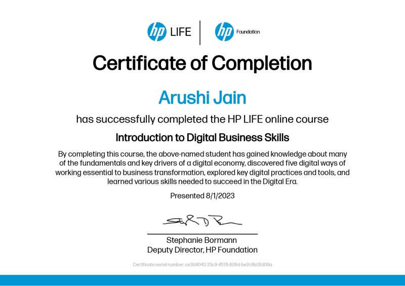 Arushi Jain on LinkedIn: #hplife #hp #exploringcourses #linkedin Arushi Jain on LinkedIn: #hplife #hp #exploringcourses #linkedin