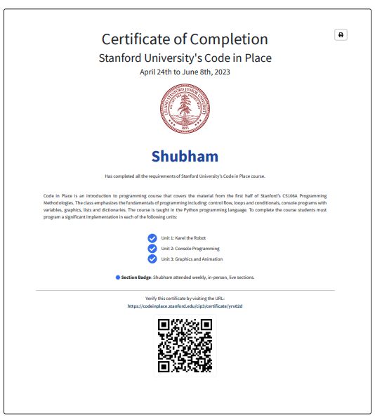 Shubham Singh on LinkedIn: Completion Certificate for Basic Python ... Shubham Singh on LinkedIn: Completion Certificate for Basic Python ...