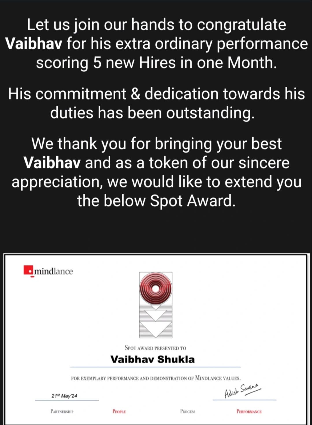Vaibhav Shukla on LinkedIn: #spotaward Vaibhav Shukla on LinkedIn: #spotaward
