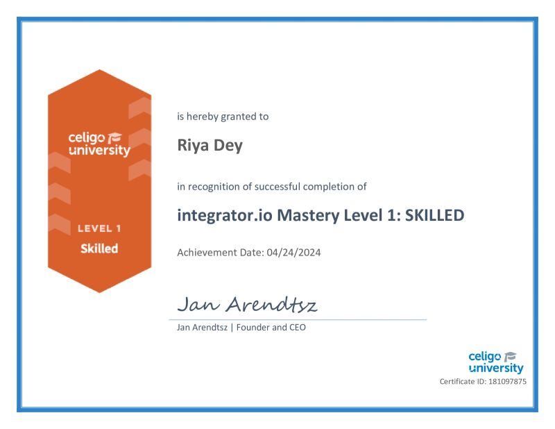 Riya Dey on LinkedIn: #celigo #oracle #oracle_netsuite #celigo_level_1 Riya Dey on LinkedIn: #celigo #oracle #oracle_netsuite #celigo_level_1