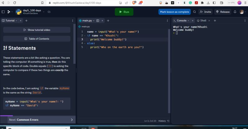 Khushi Saidava on LinkedIn: #selflearning #python #replit100daysofcode ... Khushi Saidava on LinkedIn: #selflearning #python #replit100daysofcode ...