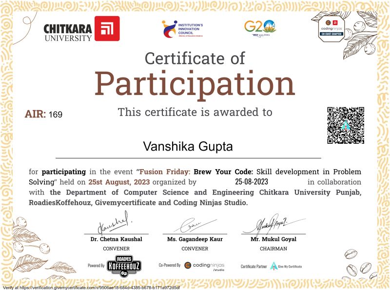 Vanshika Gupta on LinkedIn: #coding #certification #learningjourney # ... Vanshika Gupta on LinkedIn: #coding #certification #learningjourney # ...