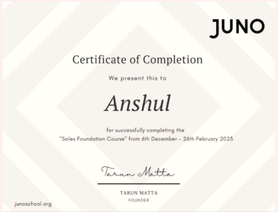 Anshul Pal on LinkedIn: #sales #juno Anshul Pal on LinkedIn: #sales #juno