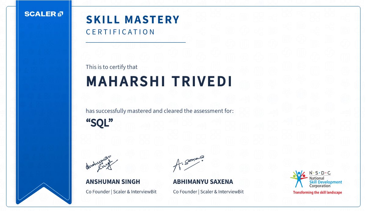 Maharshi Trivedi on LinkedIn: #sql #datamanagement #continuouslearning ... Maharshi Trivedi on LinkedIn: #sql #datamanagement #continuouslearning ...