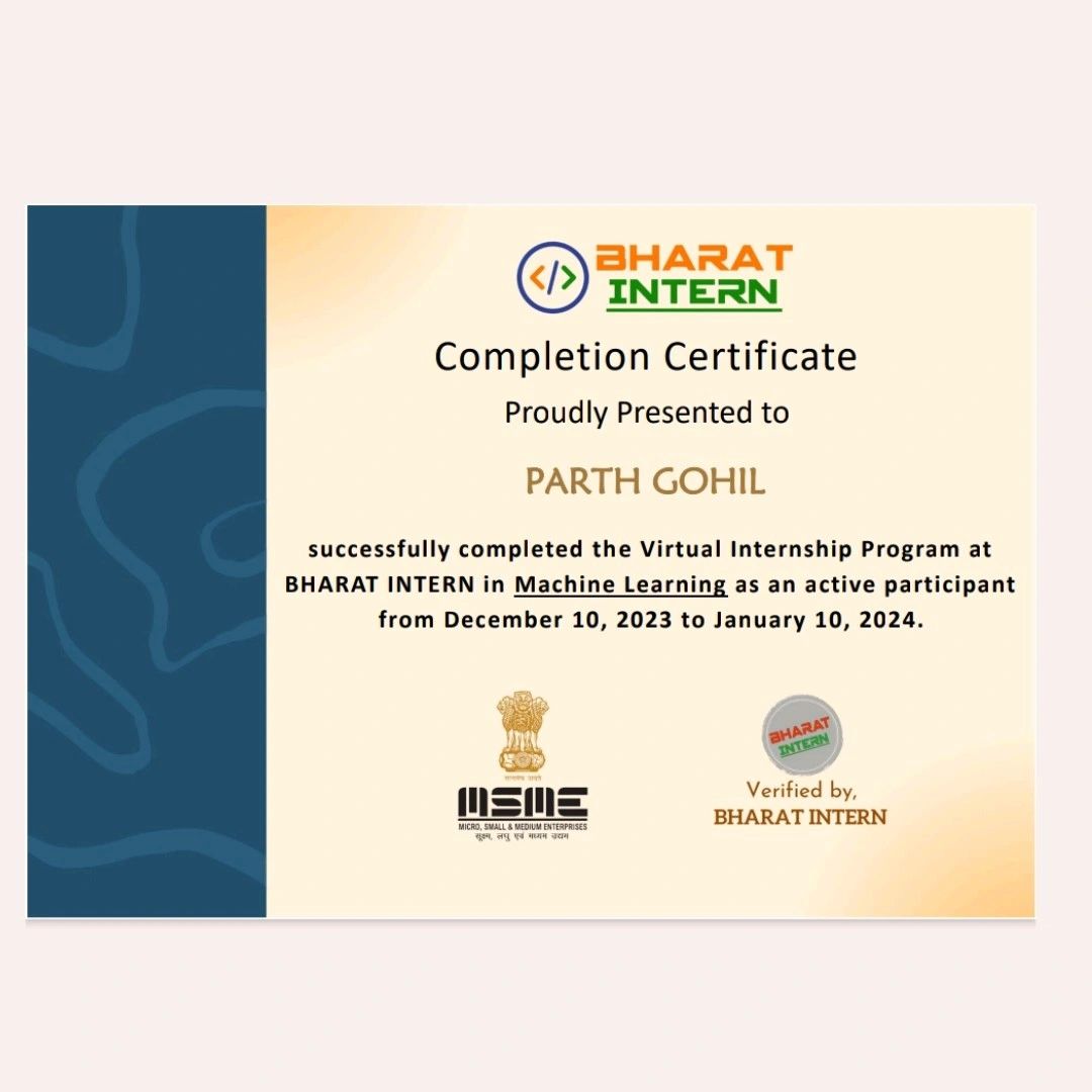 Parth Gohil on LinkedIn: #internshipsuccess #machinelearning # ... Parth Gohil on LinkedIn: #internshipsuccess #machinelearning # ...