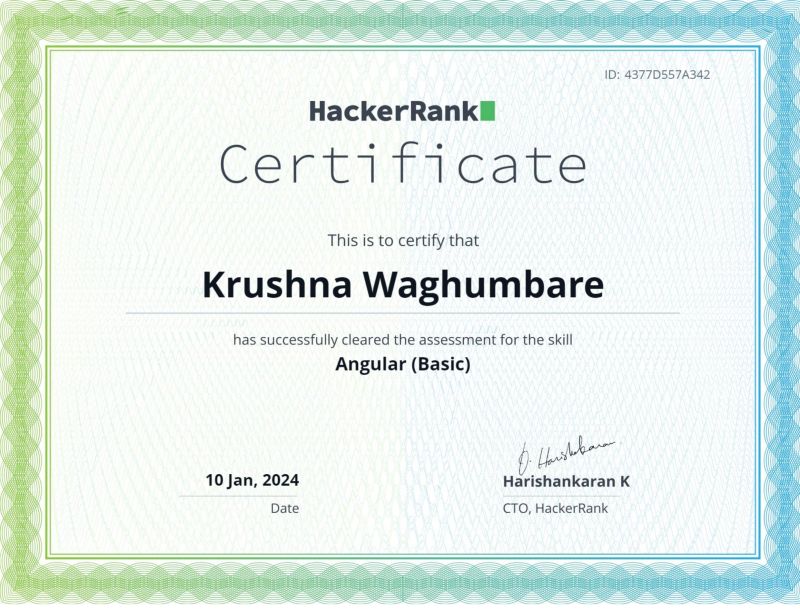 Krushna Waghumbare on LinkedIn: #angular #hackerrank #certification # ... Krushna Waghumbare on LinkedIn: #angular #hackerrank #certification # ...