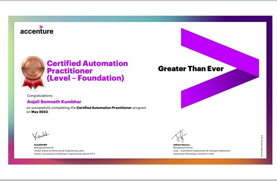 Anjali Kumbhar on LinkedIn: Happy to Share that have completed new ... Anjali Kumbhar on LinkedIn: Happy to Share that have completed new ...