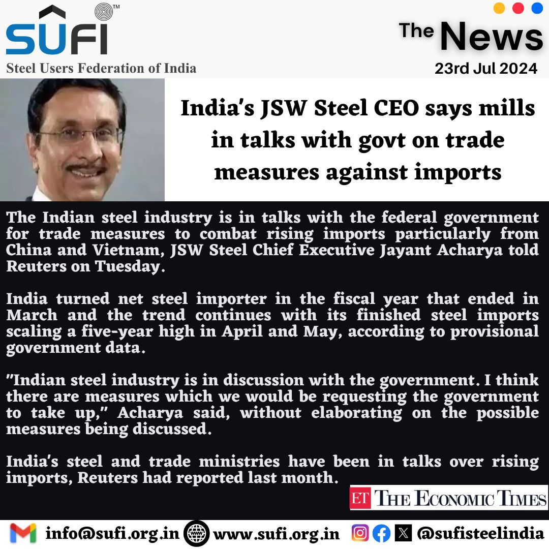 Steel Users Federation of India (SUFI) on LinkedIn: India's JSW Steel ... Steel Users Federation of India (SUFI) on LinkedIn: India's JSW Steel ...