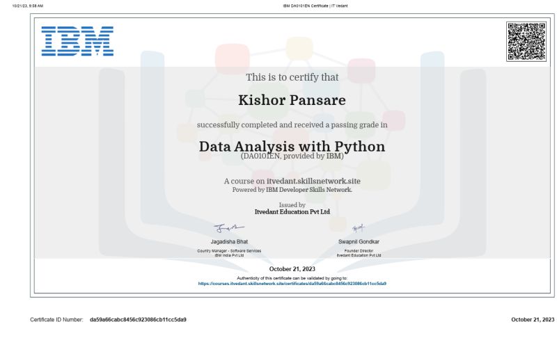 Kishor P on LinkedIn: #data_analysis_with_python #ibm #dataanalysis # ... Kishor P on LinkedIn: #data_analysis_with_python #ibm #dataanalysis # ...