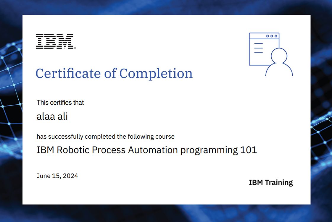 Alaa Ali on LinkedIn: #ibmrpa #rpa #automation #certification # ... Alaa Ali on LinkedIn: #ibmrpa #rpa #automation #certification # ...