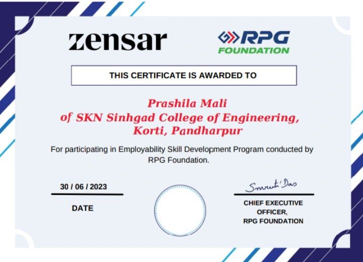 Prashila Mali on LinkedIn: #trainingcompletion #zensartechnologies # ... Prashila Mali on LinkedIn: #trainingcompletion #zensartechnologies # ...