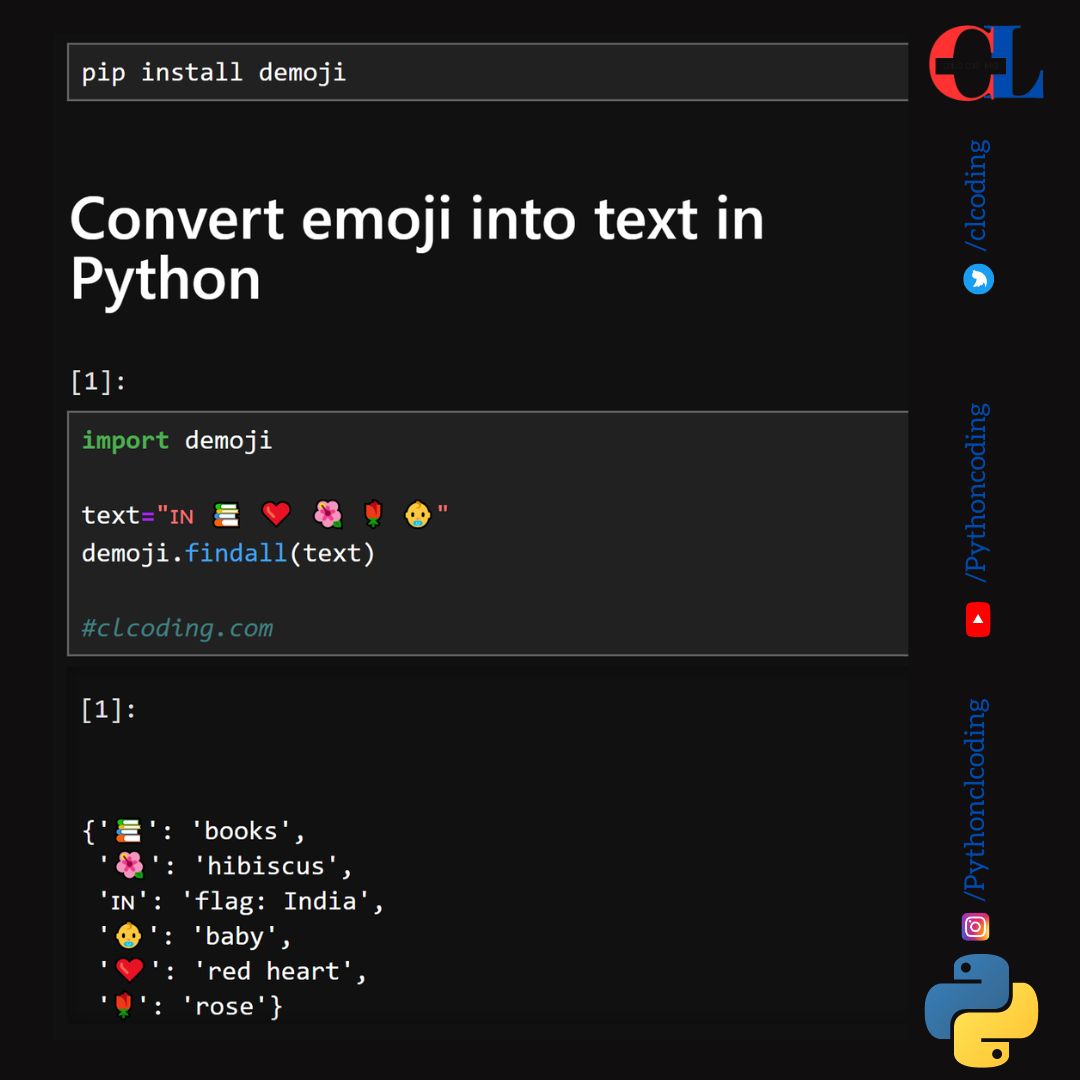 Python Coding on LinkedIn: Convert emoji into text in Python Free Code ... Python Coding on LinkedIn: Convert emoji into text in Python Free Code ...