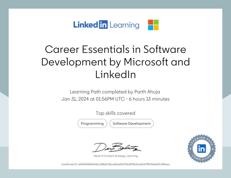 Parth Ahuja on LinkedIn: Certificate of Completion Parth Ahuja on LinkedIn: Certificate of Completion