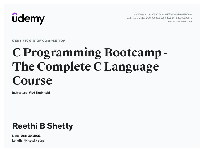 Reethi B Shetty on LinkedIn: I have successfully Completed my C ... Reethi B Shetty on LinkedIn: I have successfully Completed my C ...