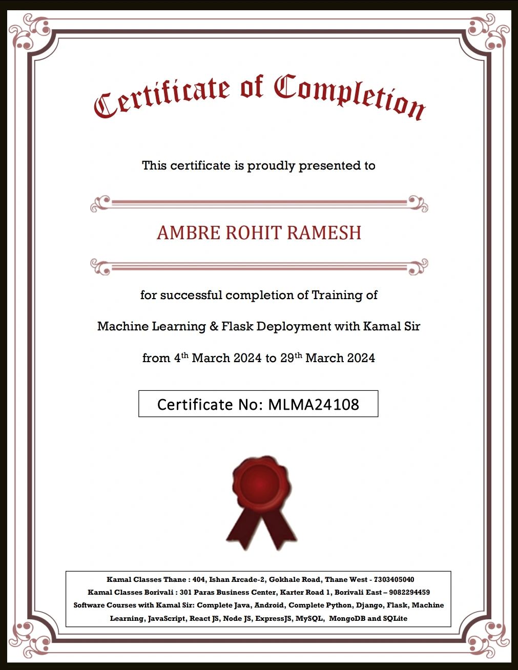 Rohit Ambre on LinkedIn: Hello Connections, I have completed my Machine ... Rohit Ambre on LinkedIn: Hello Connections, I have completed my Machine ...