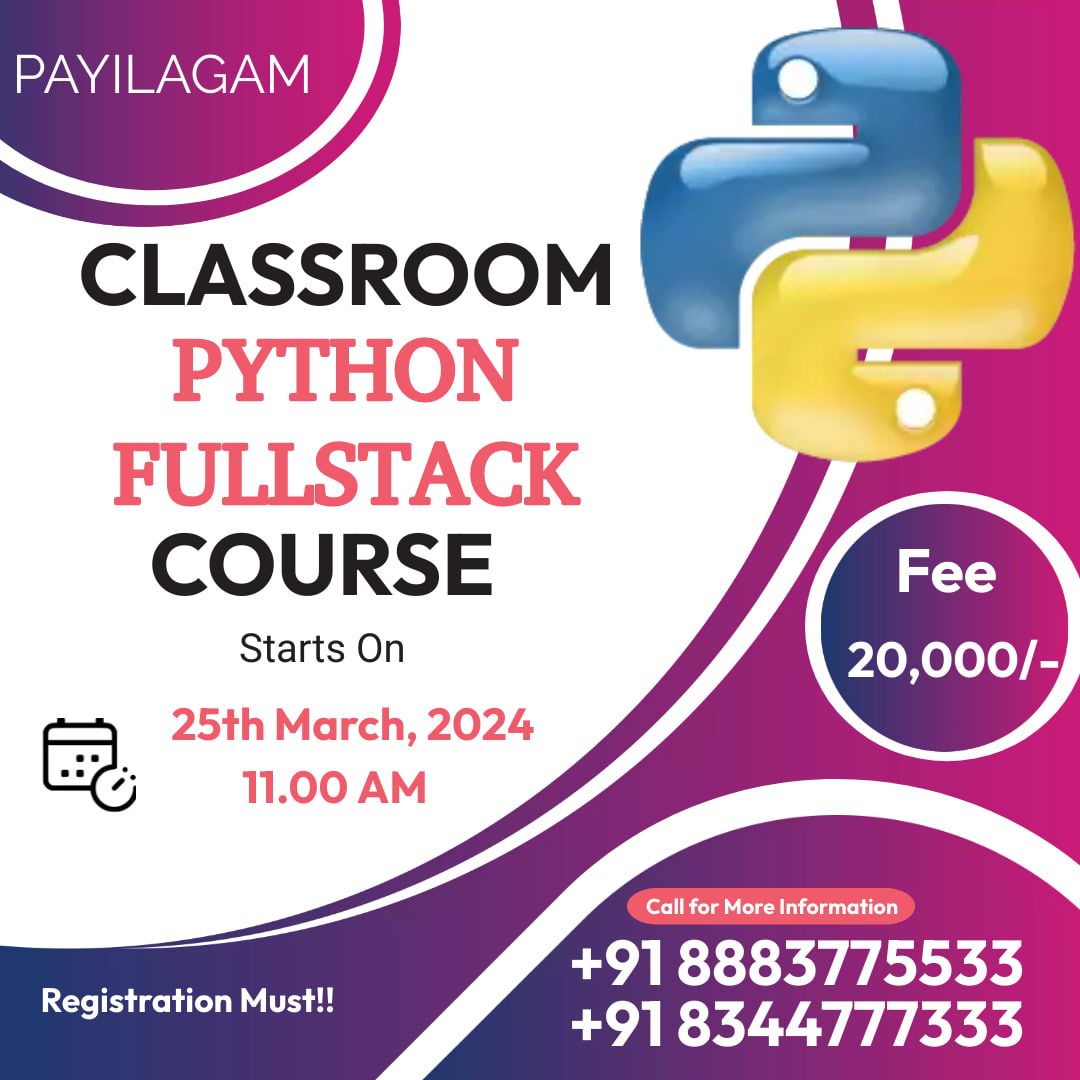 Payilagam . on LinkedIn: #python #pythonfullstack #pythonclassroom # ... Payilagam . on LinkedIn: #python #pythonfullstack #pythonclassroom # ...