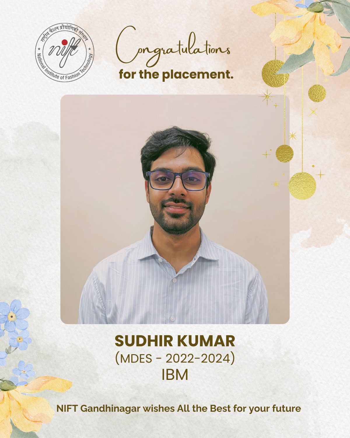 NIFT Gandhinagar on LinkedIn: Congratulation! Sudhir Kumar, M.Des. 2022 ... NIFT Gandhinagar on LinkedIn: Congratulation! Sudhir Kumar, M.Des. 2022 ...
