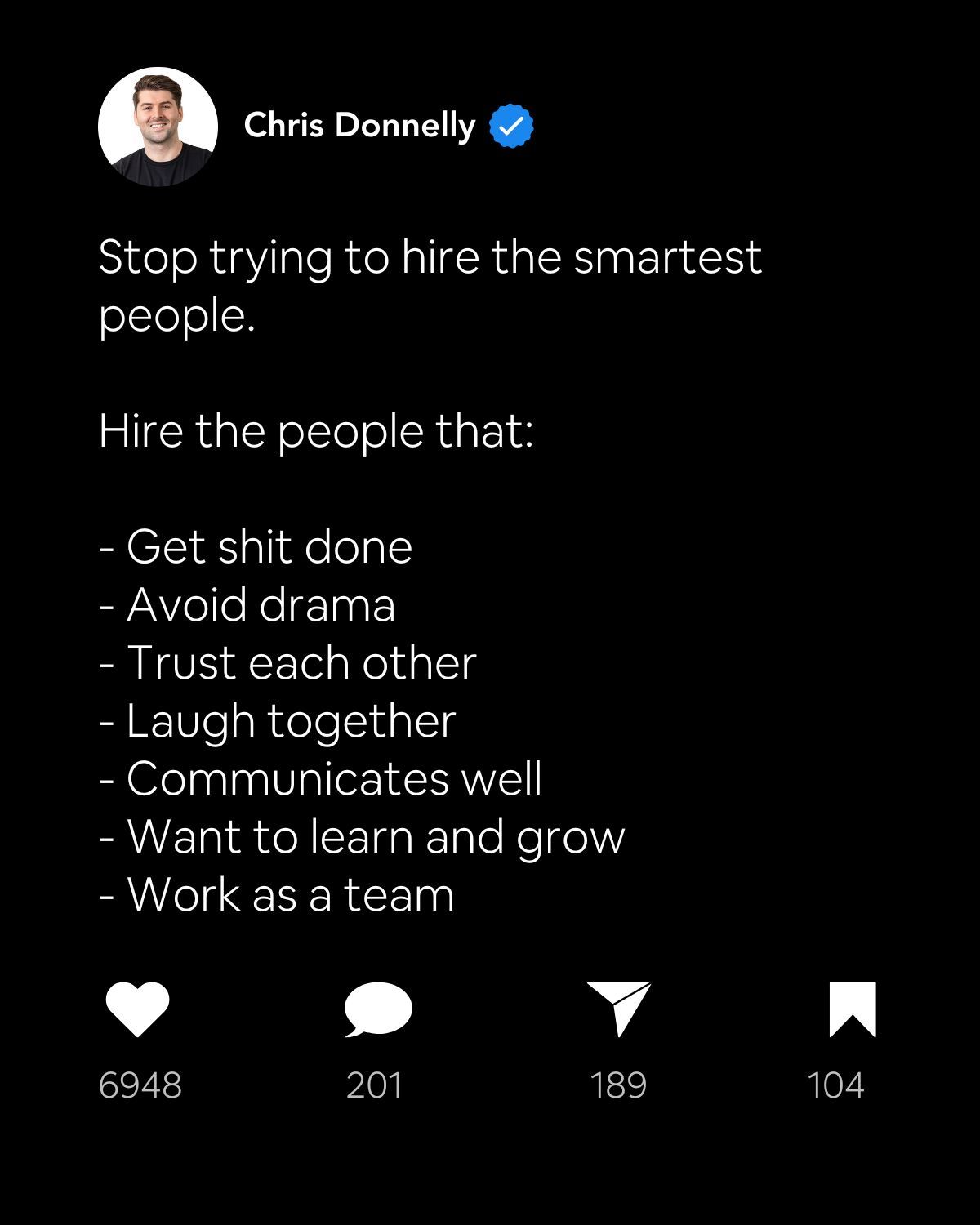 Sadia Zahid on LinkedIn: Stop trying to hire the smartest people. | 10 ... Sadia Zahid on LinkedIn: Stop trying to hire the smartest people. | 10 ...