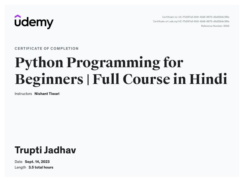 Trupti Jadhav on LinkedIn: #connections #python #udemy #course #skill # ... Trupti Jadhav on LinkedIn: #connections #python #udemy #course #skill # ...