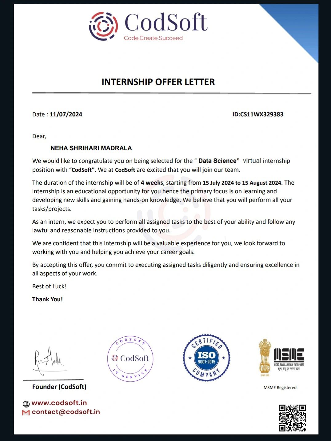 Neha Madrala on LinkedIn: #codsoft #intership Neha Madrala on LinkedIn: #codsoft #intership