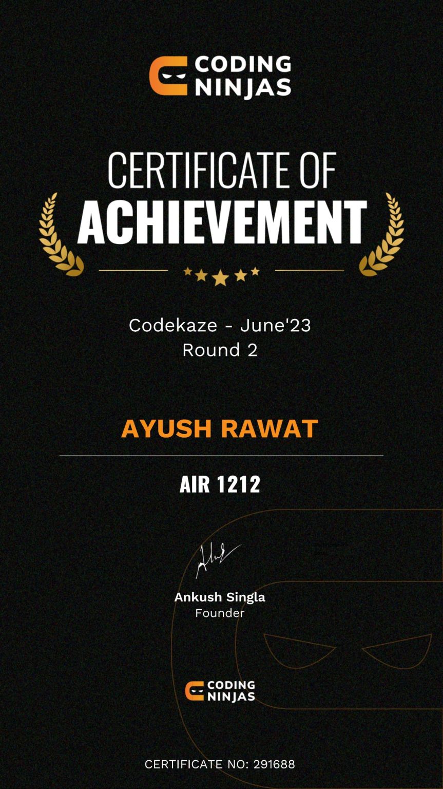 Ayush Rawat on LinkedIn: #coding #codingninjas Ayush Rawat on LinkedIn: #coding #codingninjas