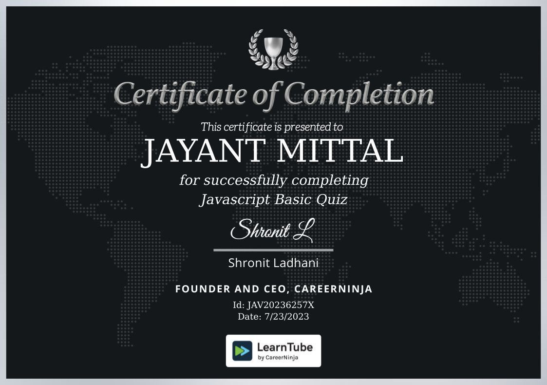 JAYANT MITTAL on LinkedIn: #javascript #certification #webdevelopment # ... JAYANT MITTAL on LinkedIn: #javascript #certification #webdevelopment # ...