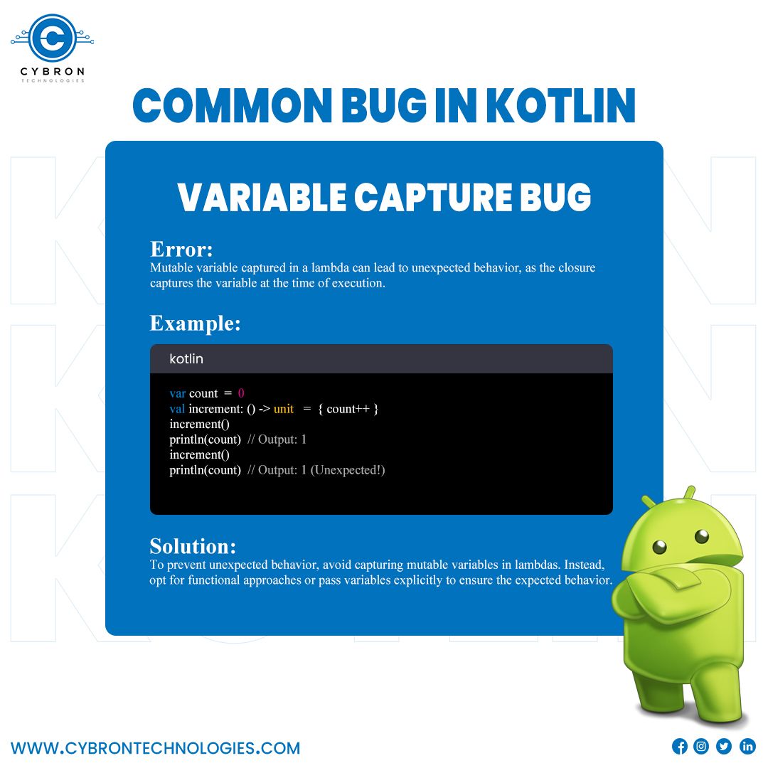 Cybron Technologies on LinkedIn: #kotlin #programmingtips #bugfixes Cybron Technologies on LinkedIn: #kotlin #programmingtips #bugfixes