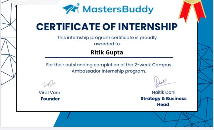 Ritik Gupta on LinkedIn: #masterbuddy #certificate #internship # ... Ritik Gupta on LinkedIn: #masterbuddy #certificate #internship # ...