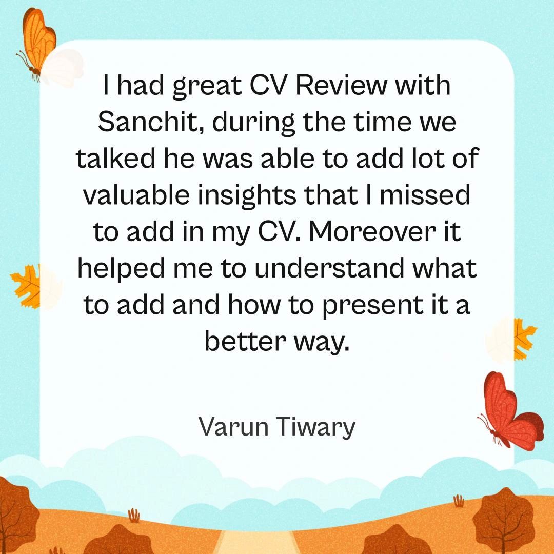 Topmate.io's CV review session | Sanchit Raj posted on the topic | LinkedIn Topmate.io's CV review session | Sanchit Raj posted on the topic | LinkedIn