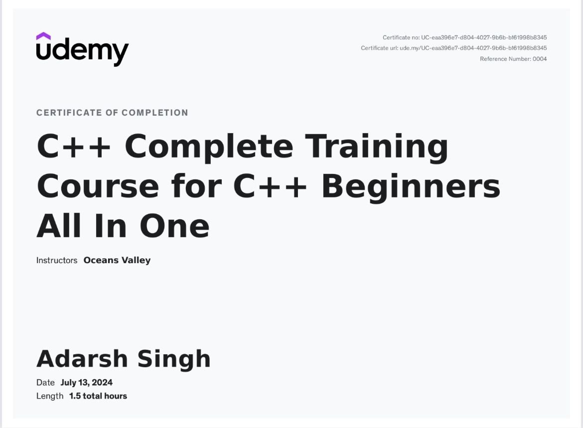 Adarsh Chauhan on LinkedIn: #lifelonglearning #cplusplus # ... Adarsh Chauhan on LinkedIn: #lifelonglearning #cplusplus # ...